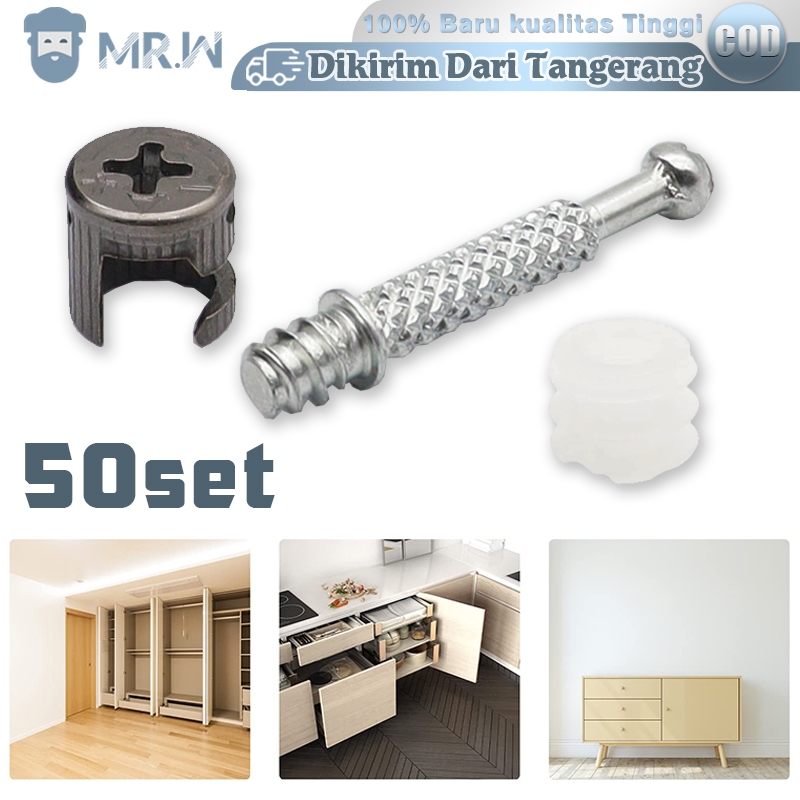 Jual 3 In 1 Baut Knock Down Skrup 50set Baut Konektor Sambungan ...