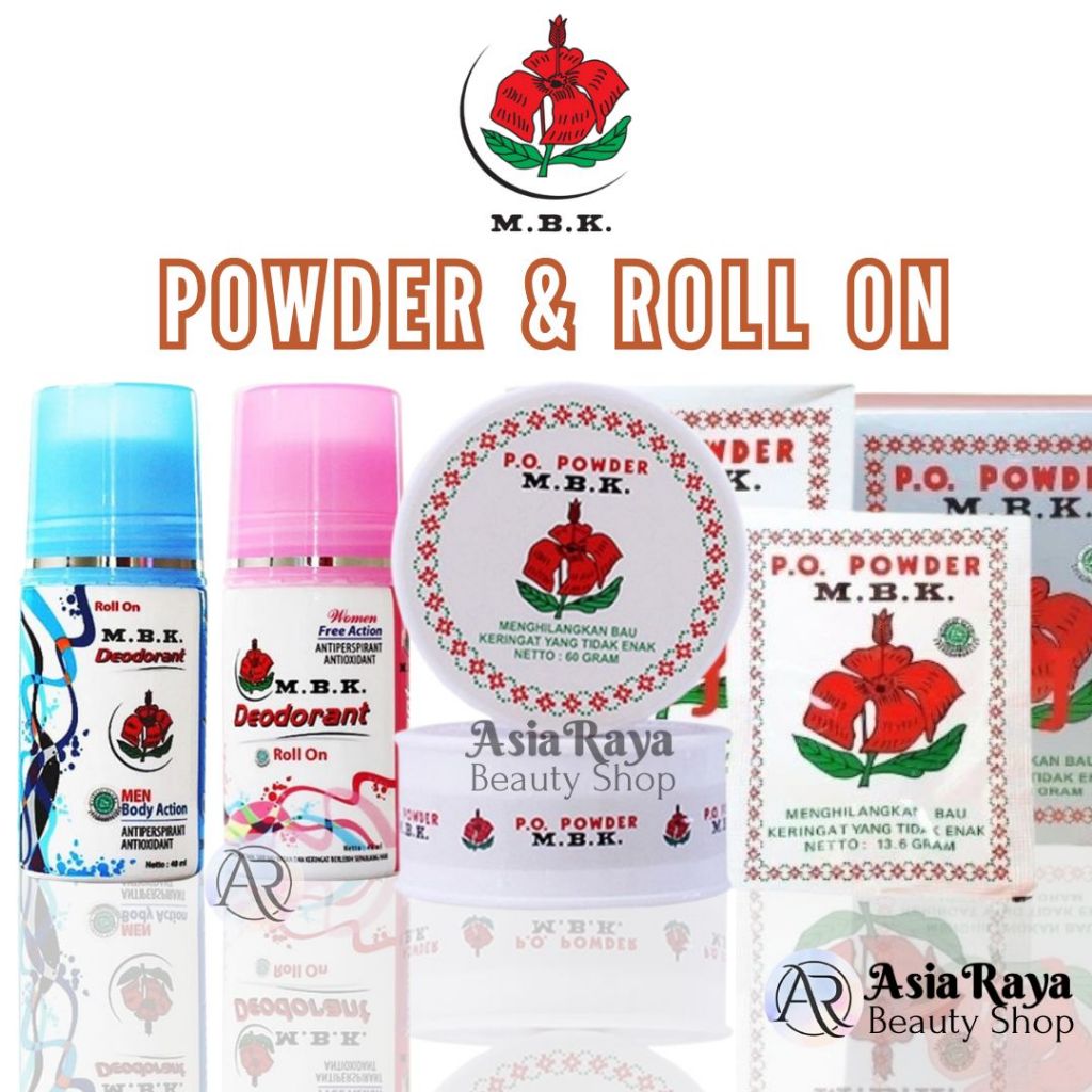 Jual Asia Raya Bedak MBK Powder dan Roll On / M.B.K / Deodorant / Penghilang Bau Badan | Shopee ...