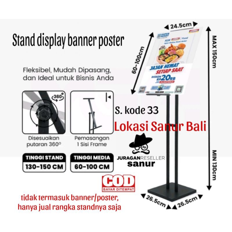 Jual Stand display banner poster Tripod banner type H papan display ...