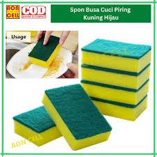 Jual Spons Busa Cuci Piring Sanlight / Sponge 2 Sisi Halus Kasar Kuning ...