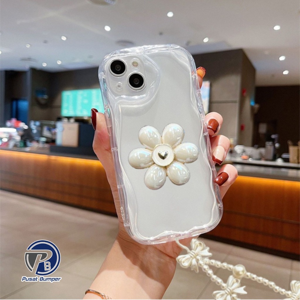 Jual GC111 Melting Clear Popsocket 3D Flower Bracelet Bowknot Softcase ...