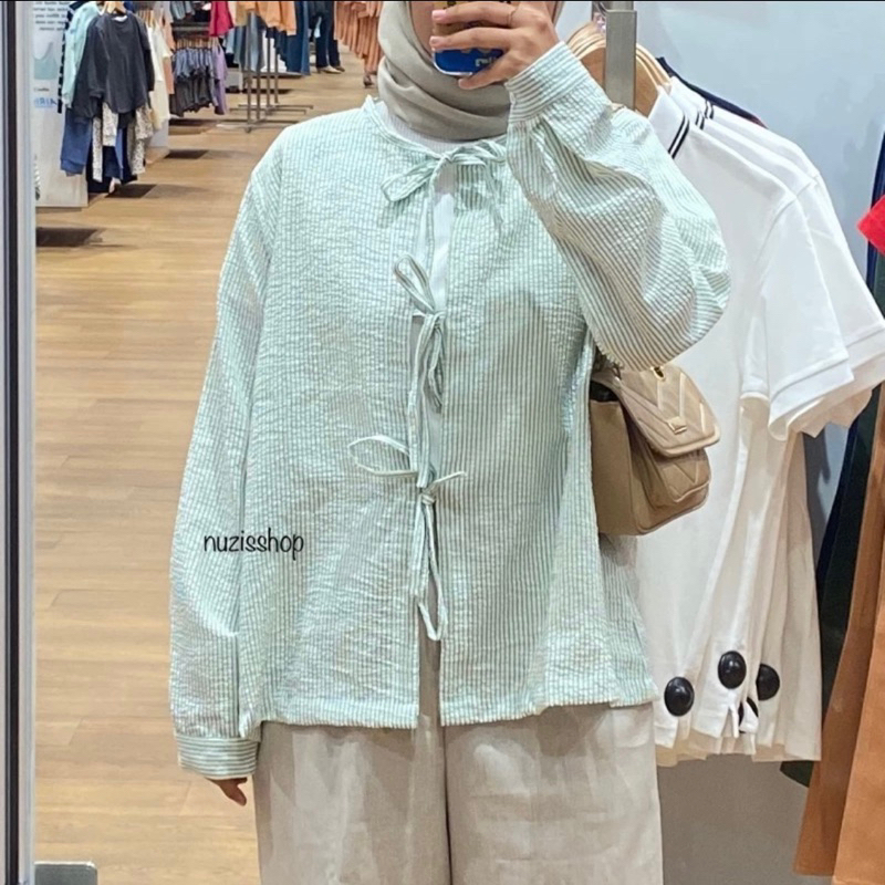 Jual NUZI - Nara Cardigan Outer Pita Crinckle Kotak Ribbon Coquette ...