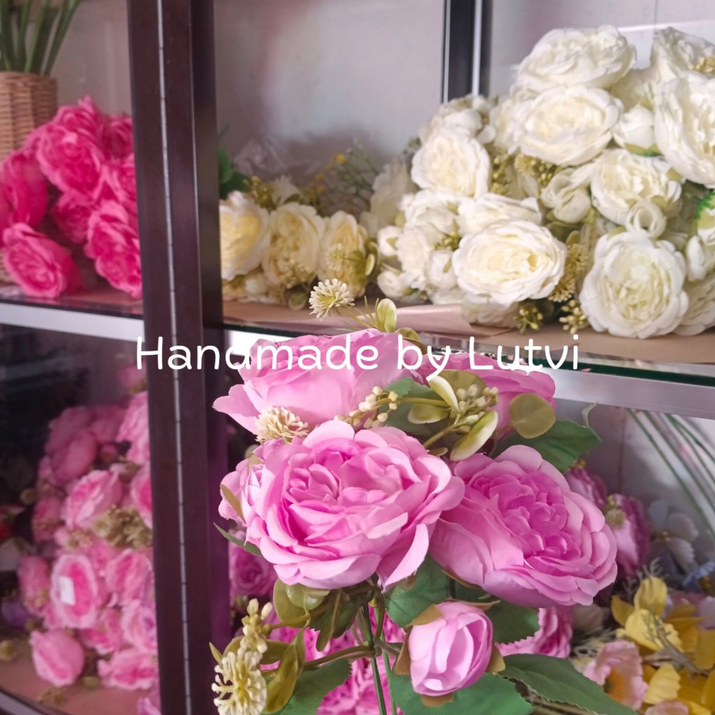 Jual 1 tangkai (isi 5 kuntum) peony duchess artificial | bunga palsu ...
