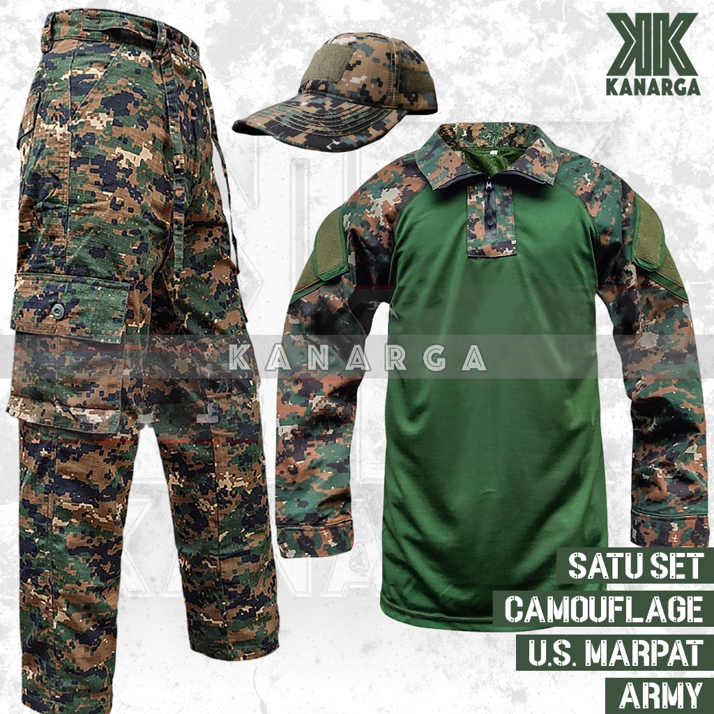 Jual Satu Set Setelan Baju BDU Combat Tactical Celana PDL Panjang Cargo Loreng US Marpat Army ...