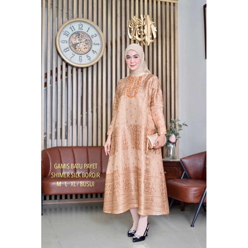 Jual ( BISA COD ) Gamis Batu Payet / Gamis Shimer Silk Bordir / Gamis ...