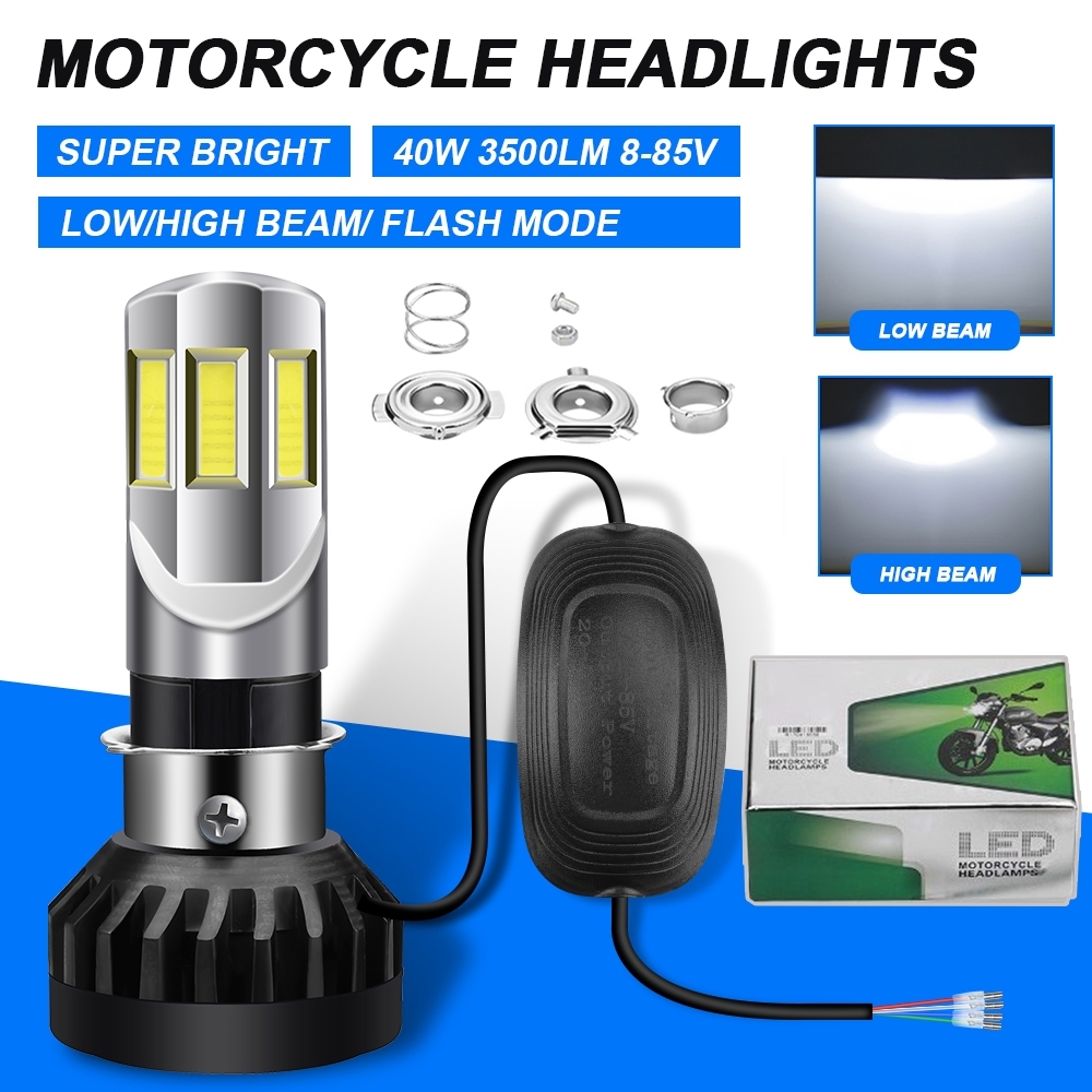 Jual Lampu LED Motor 6 sisi lampu depan LED Asli Putih 40 Watt 3 Kabel Universal H4/H6/H7/H11 ...