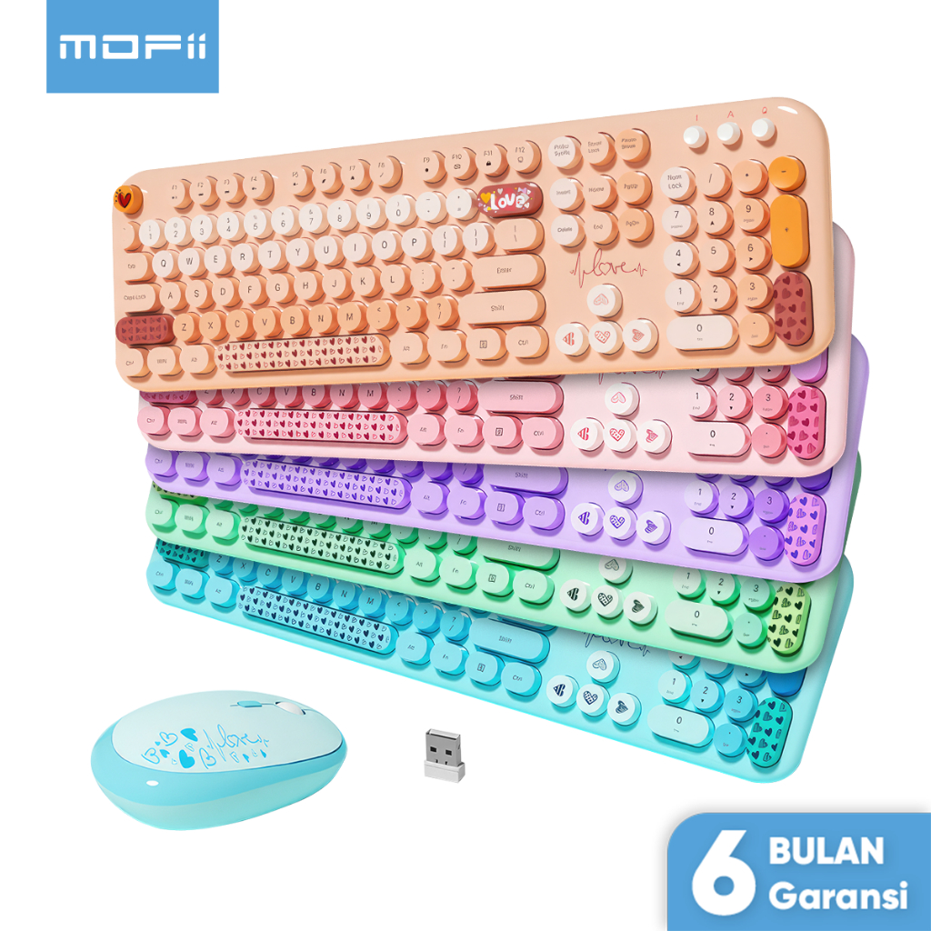 Jual MOFii Keyboard Wireless Dan Mouse Wireless Set LOVELY | Shopee ...