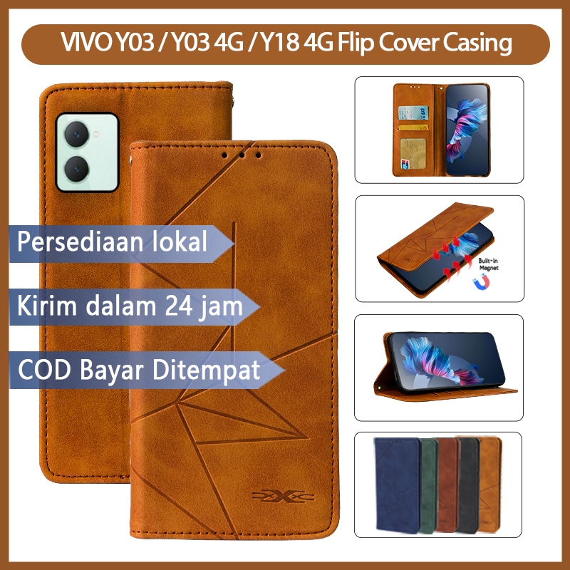 Jual VIVO Y03 / Y03 4G / Y18 4G Flip Cover Casing magnet terbaru/sarung hp dompet kulit/leather ...