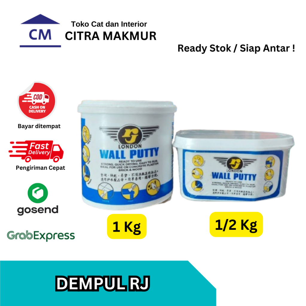 Jual Dempul RJ / Wall Putty RJ / Plamir RJ 1/2 Kg 1 Kg | Shopee Indonesia