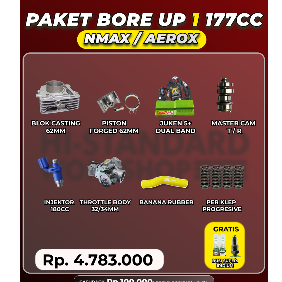 Jual PAKET BORE UP 1175CC NEW NMAX NEW AEROX BRT BLOK CAST IRON 62 ...