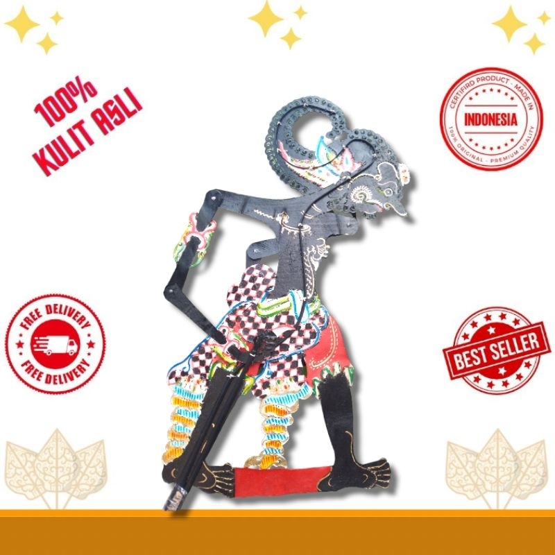 Jual WERKUDARA/WERKUDORO Hitam Wayang Kulit sapi Asli / Wayang Kulit ...