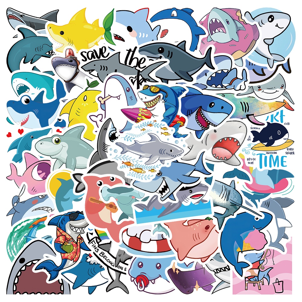 Jual COD lucu hiu Stiker Kartun shark Stiker Anti Air Stikers ...