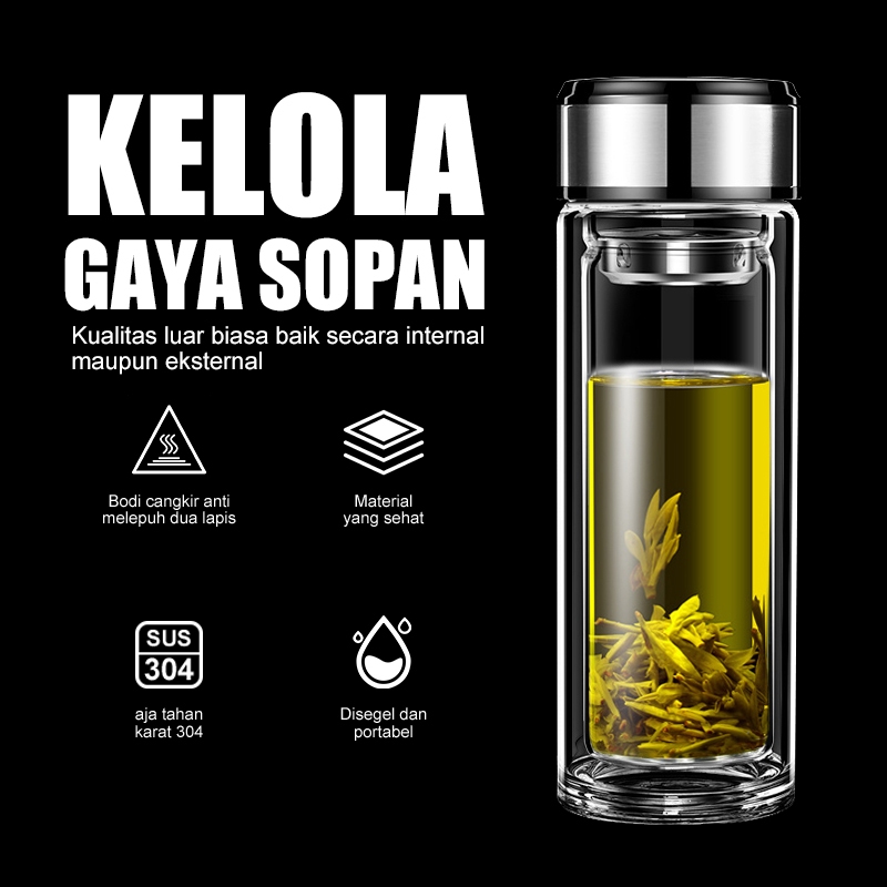 Jual Botol Double Glass Bottle Tea Purifier Infused Water 350ml ...