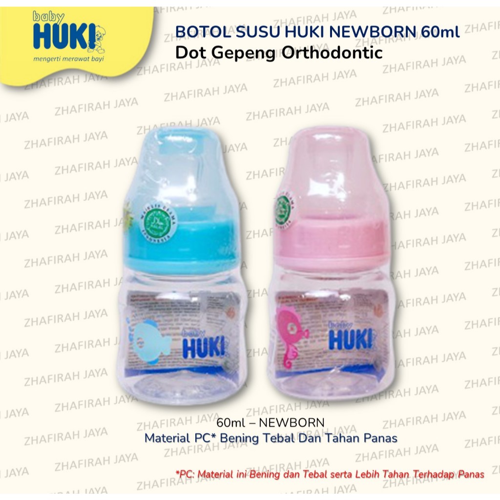 Jual HUKI Botol SUSU NEWBORN 60ml Dot Gepeng Botol SUSU HUKI dot GEPENG ...