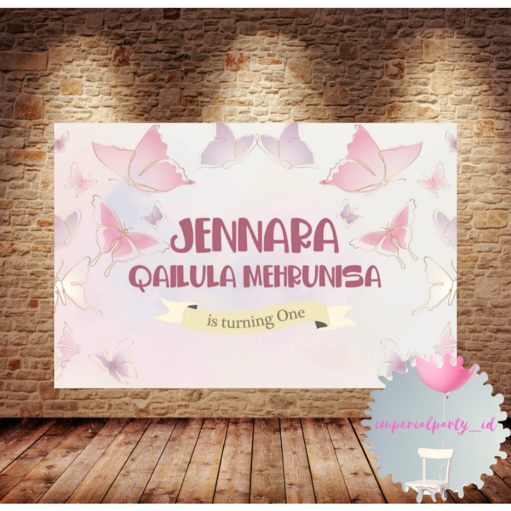 Jual Custom Backdrop Banner Spanduk Happy Birthday Butterfly Kupu Kupu ...