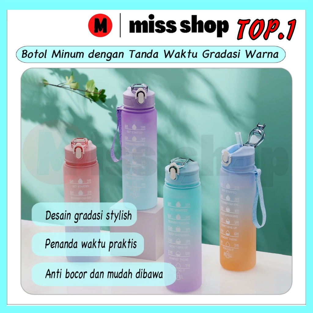 Jual (YS) COD BOTOL MINUM VIRAL 900 ML WARNA GRADASI Free Stiker Biru ...