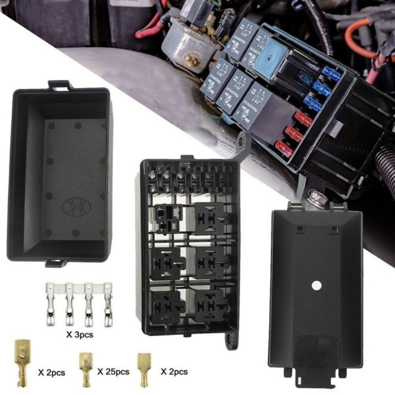 Jual Car Marine 6-Way Relay Fuse Box Universal 6 Slot Auto Car Fuse Box ...