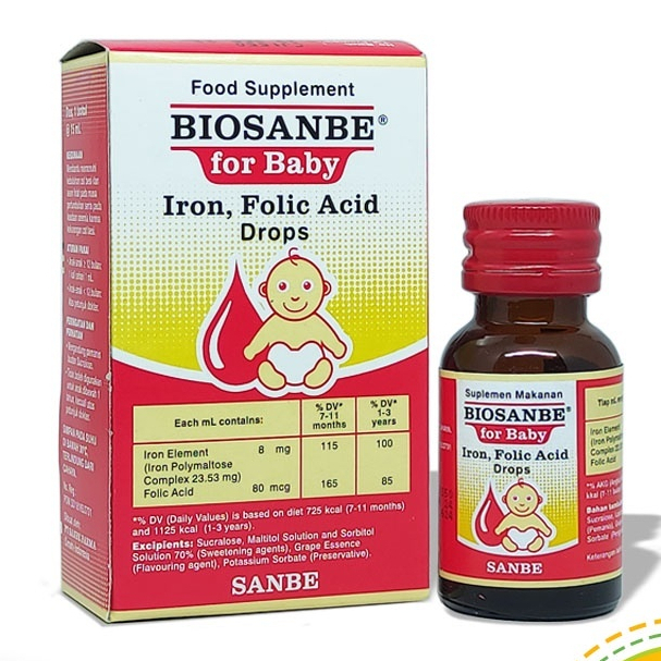 Jual BIOSANBE DROP 15 ML MEMENUHI KEBUTUHAN ZAT BESI & ASAM FOLAT BABY ...