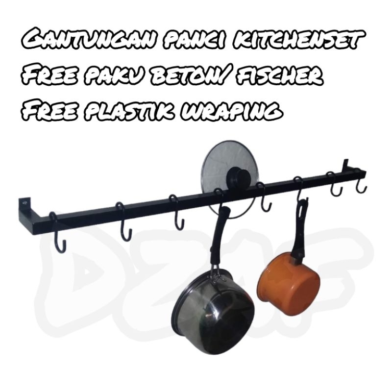 Jual gantungan panci dinding kitchenset minimalis bahan besi hollo ...