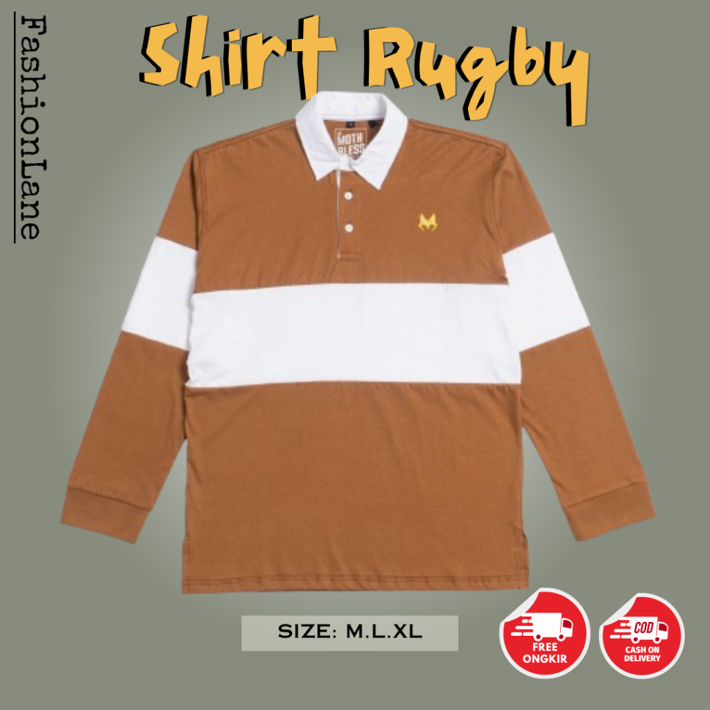 Jual Kaos Kerah Lengan Panjang Kombinasi Warna Rugby Shirt keren Pria ...