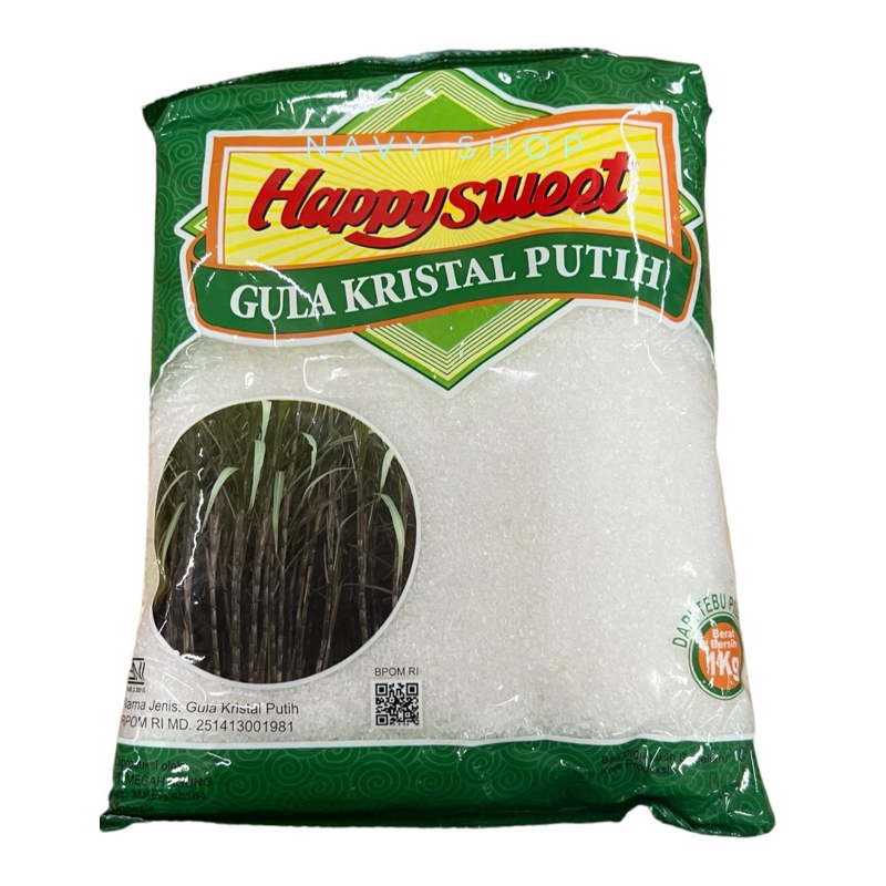 Jual GULA KRISTAL PUTIH HAPPY SWEET 1KG | Shopee Indonesia