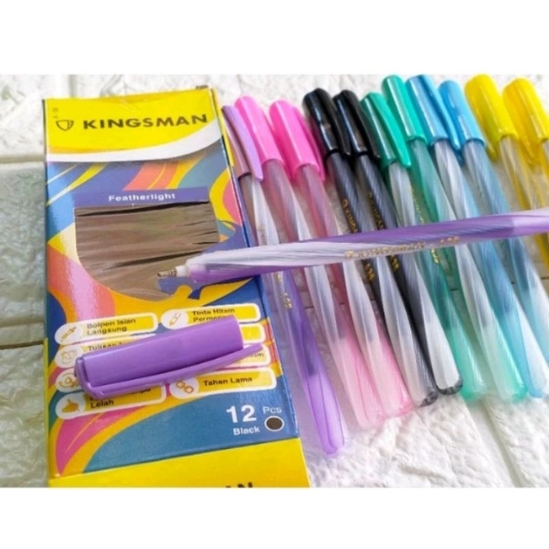 Jual (1Box)Bolpen Kingsman/Pen Ulir/Pulpen/Pena Tinta Hitam | Shopee ...
