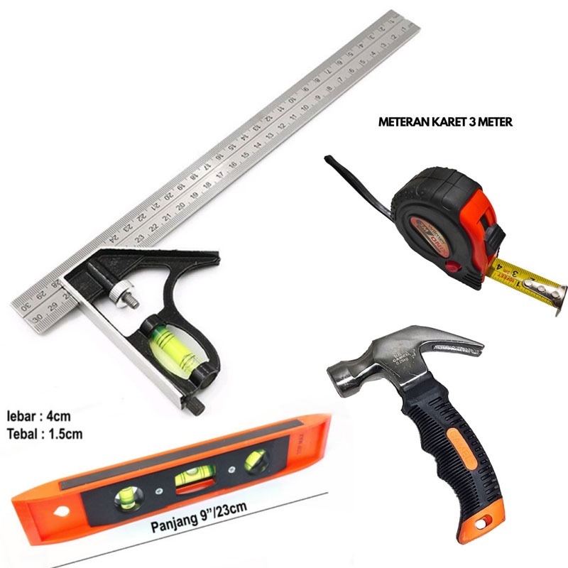 Jual PAKET 4 ITEM Penggaris Tukang Siku Mistar Multifungsi ada ...