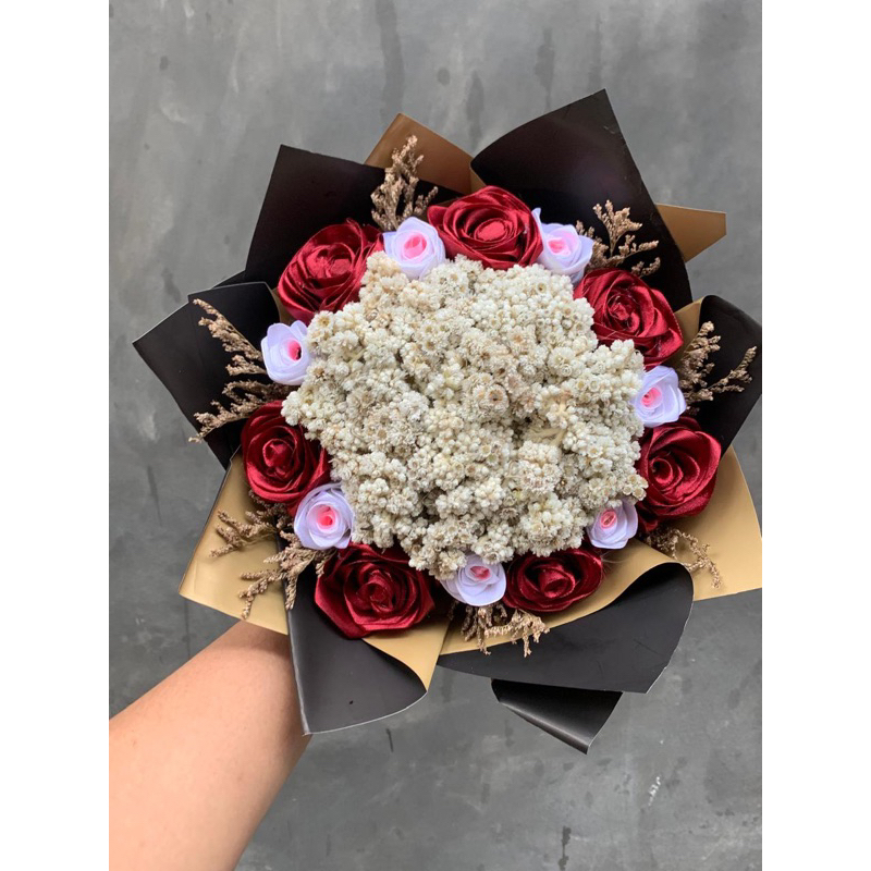 Jual BUKET BUNGA EDELWEIS | BUKET PITA SATIN | Shopee Indonesia