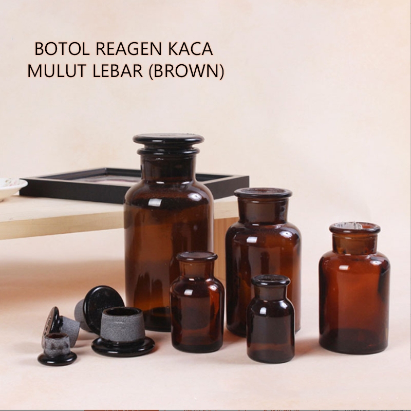 Jual Botol Reagen Kaca Mulut Lebar Coklat Tanpa Skala 2500/5000 ml Clear Amber Glass Reagent ...