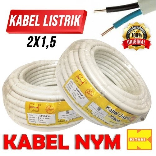 Jual Kabel Listrik NYM 2 x 1,5mm 1ROLL KITANI SNI 1.5mm Kawat Tembaga ...
