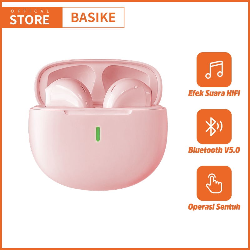 Jual [LIVE]BASIKE Headset Earphone Bluetooth Gaming TWS Wireless Mini ...