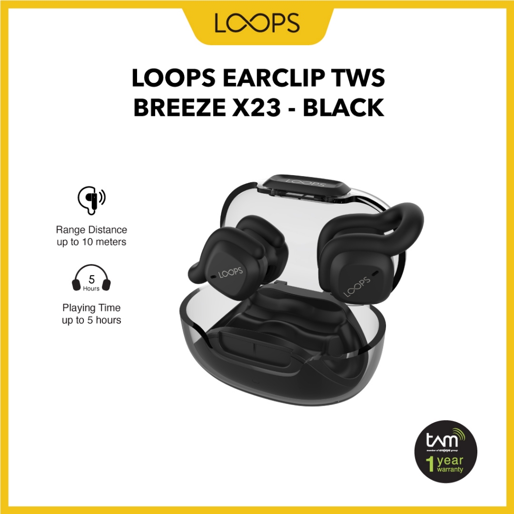 Jual LOOPS Earclip TWS Breeze X23 - Black | Shopee Indonesia
