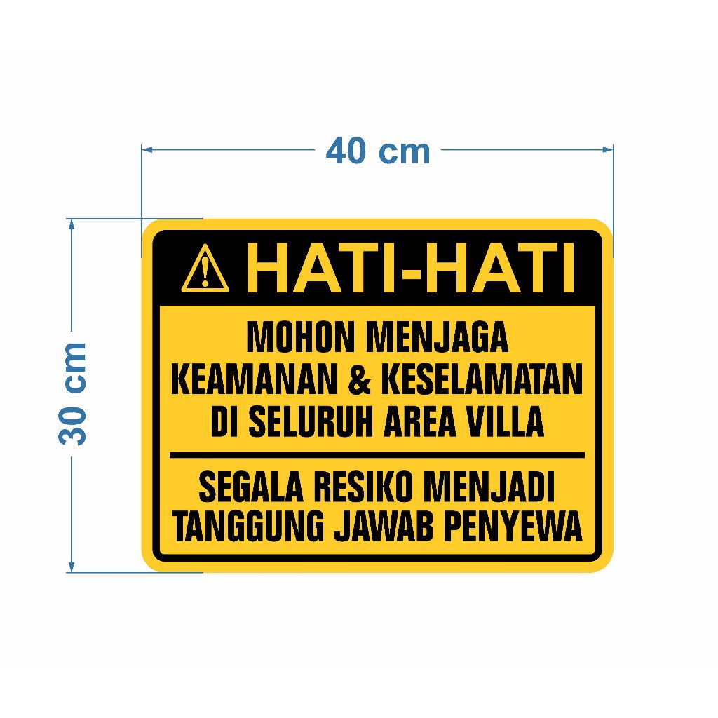 Jual Rambu Hati hati di area kolam renang 30cm x 40cm plat alumunium ...