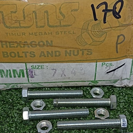 Jual Baut Mur Besi Baut Mur Hexagon Besi M7X45 Putih P1.0 (Kunci 11) | Shopee Indonesia