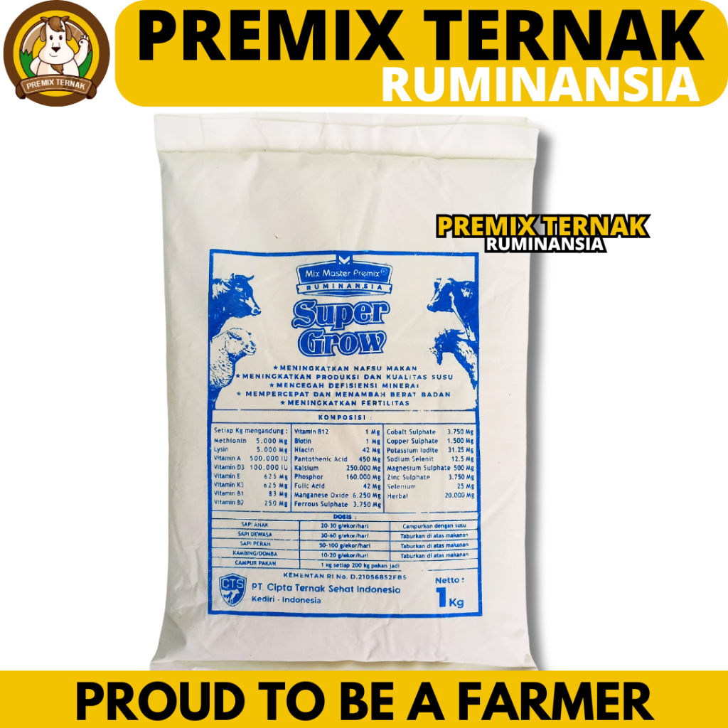 Jual Premix Sapi Perah SUPER GROW 1 KG - Premix Pemacu Pertumbuhan & Produksi Susu Sapi Kambing ...