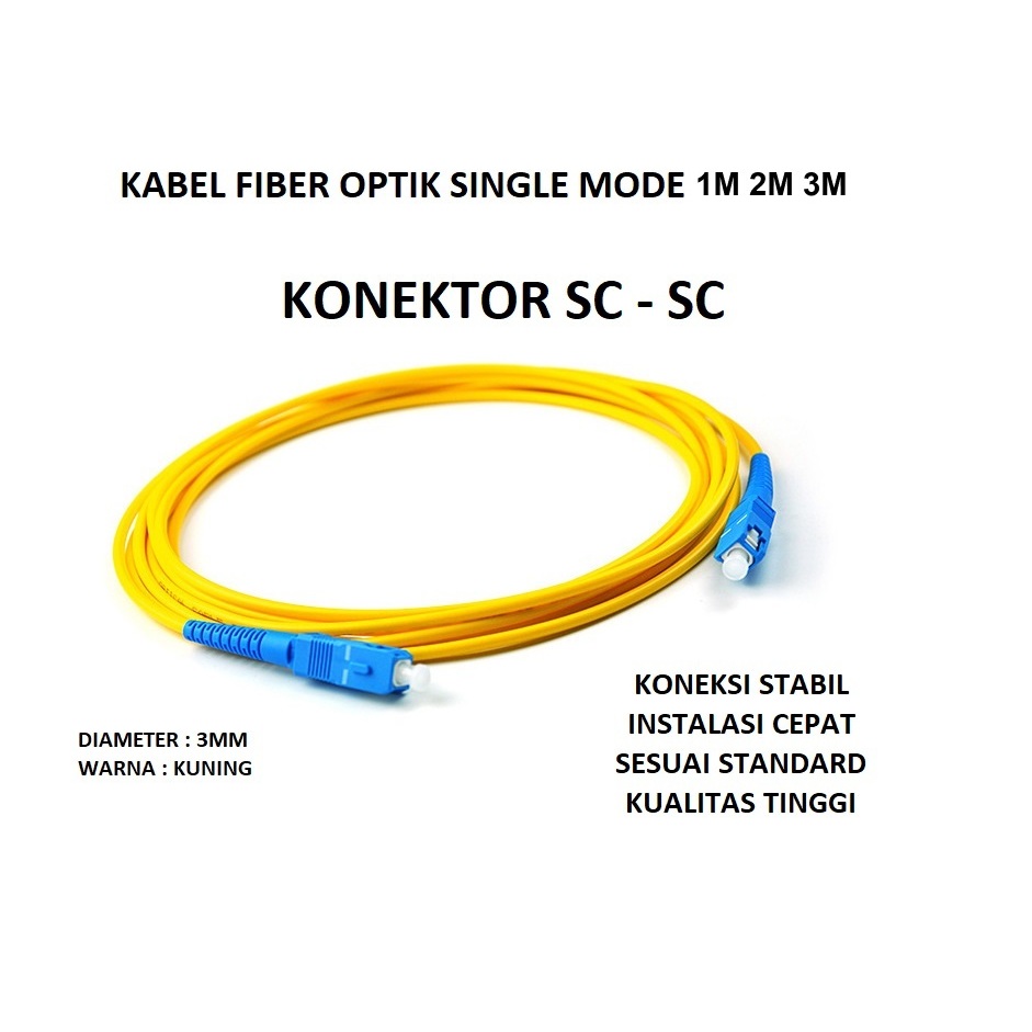 Jual Patch Cord SC UPC Kabel FIBER OPTIC Single Mode 3MM 1M 2M 3M | Shopee Indonesia