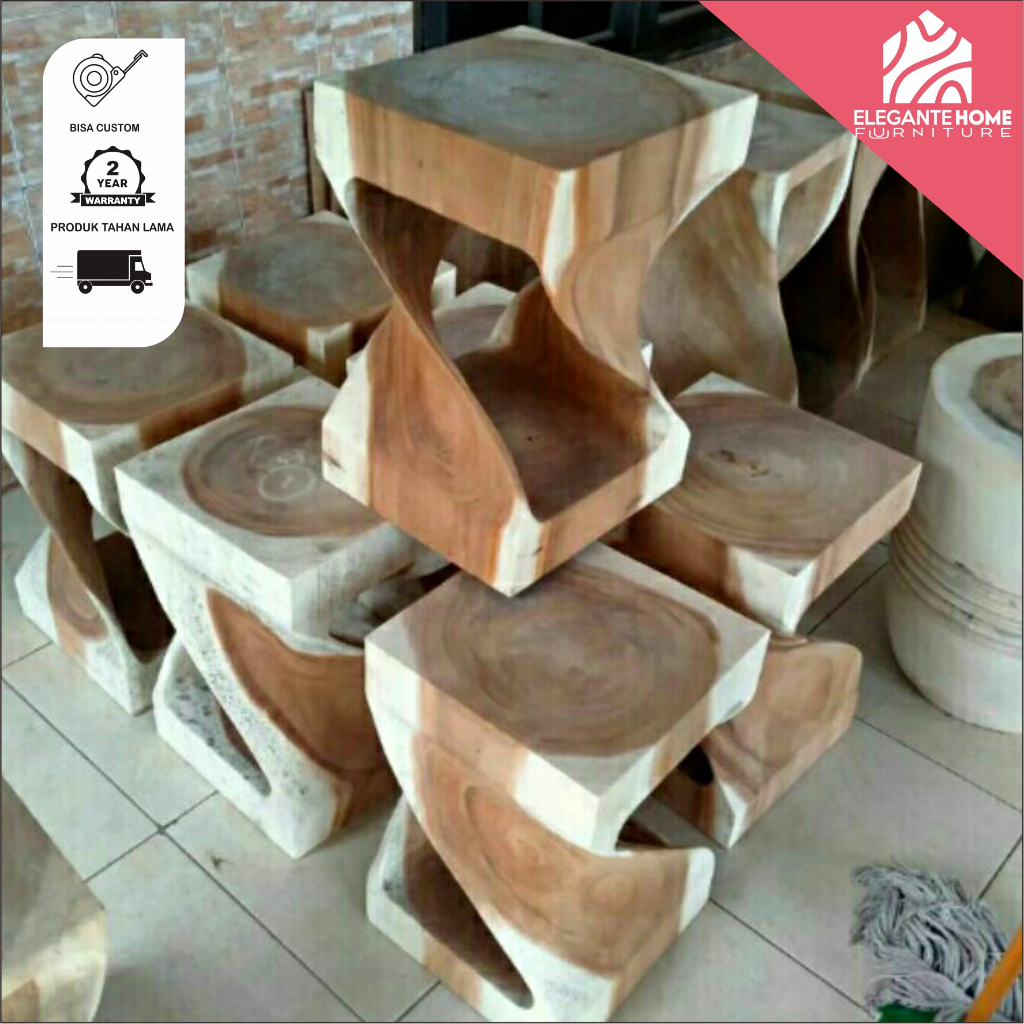 Jual kursi stool trembesi minimalis kursi trembesi cafe unik | Shopee ...