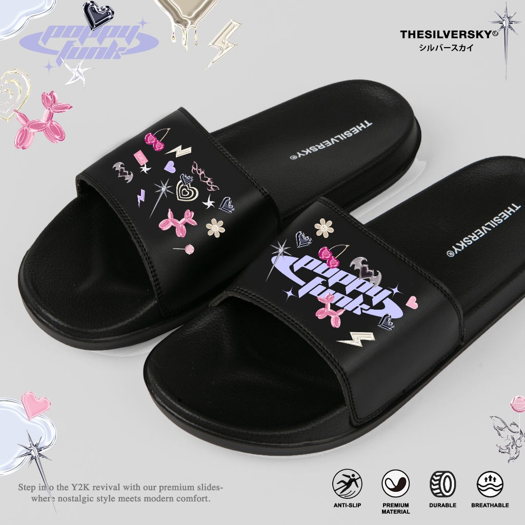 Jual Thesilversky Poppy Funk Y2K Slides Sandal Premium Slip On | Shopee ...