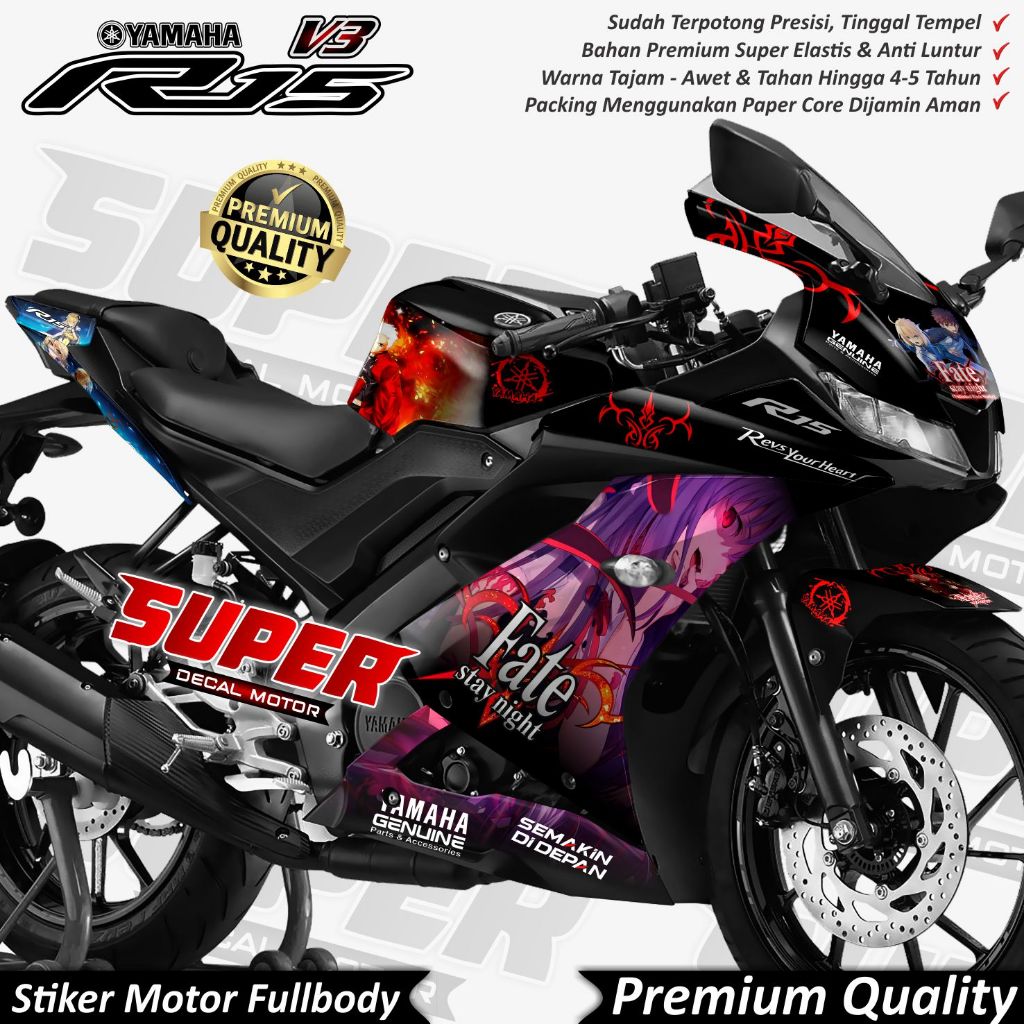 Jual Stiker Decal Motor Yamaha R15 V3 Full Body Variasi Anime Fate ...
