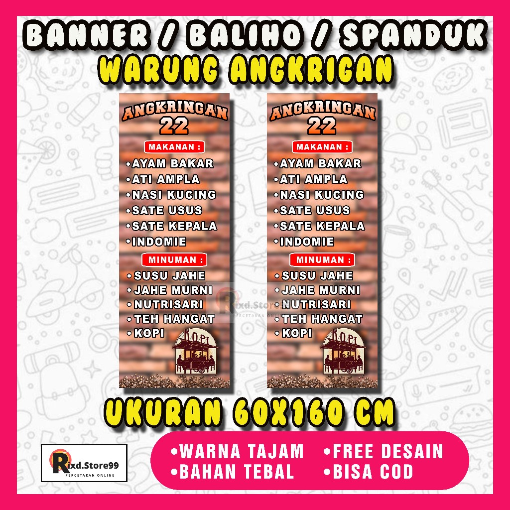 Jual SPANDUK WARUNG | BANNER WARUNG ANGKRINGAN UKURAN 60X160 (X-BANNER ...