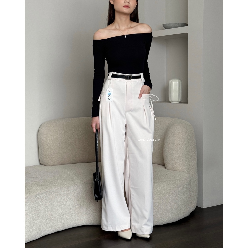 Jual SIVALI Luca Pants - Highwaist Loose Pants Ribbon - Celana Panjang ...