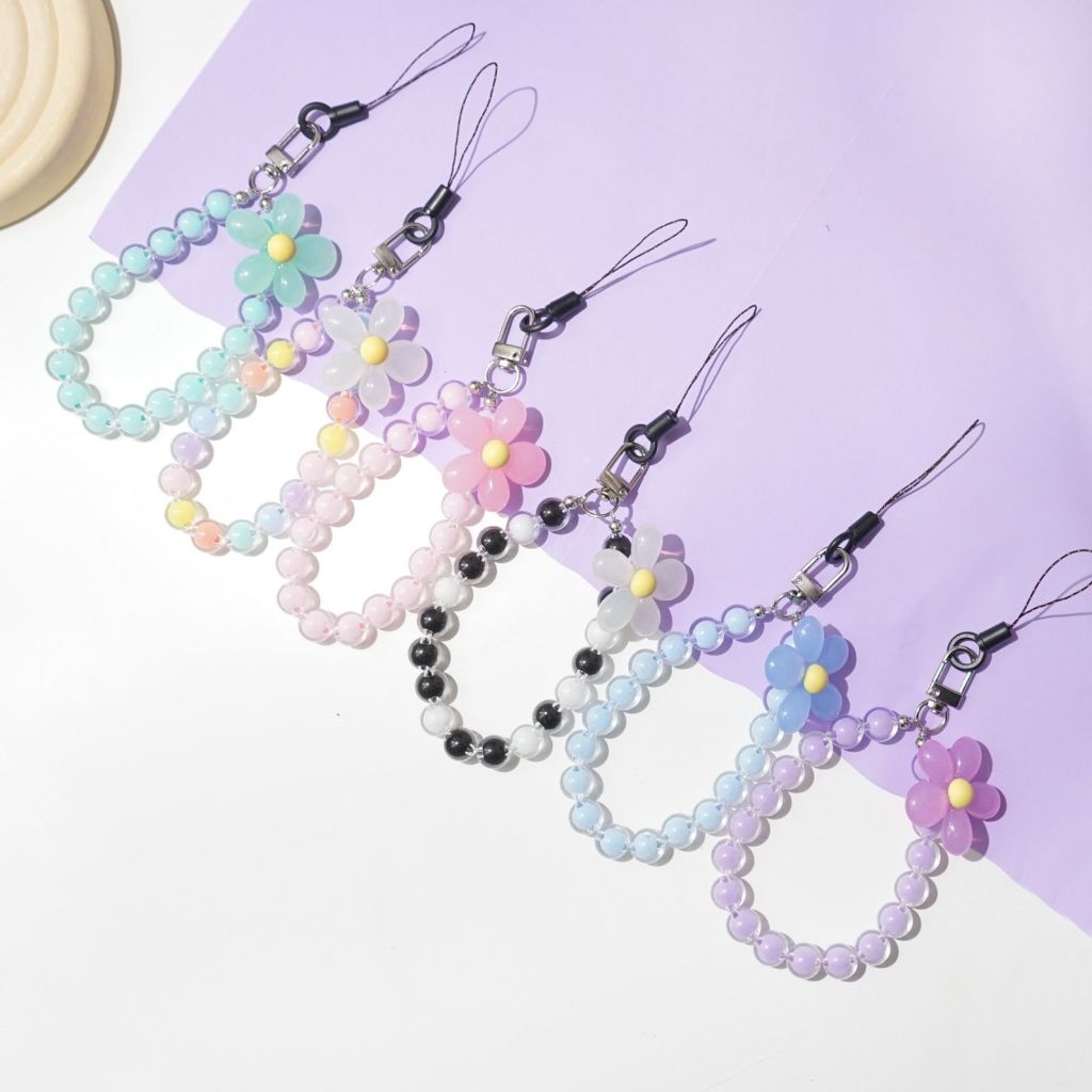 Jual Gantungan HP Aesthetic - Phone Strap Daisy Lucu Gantungan Manik ...