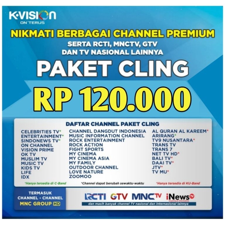 Jual LANGSUNG ATC MNC grup Cling k vision 1 tahun receiver Bromo ...