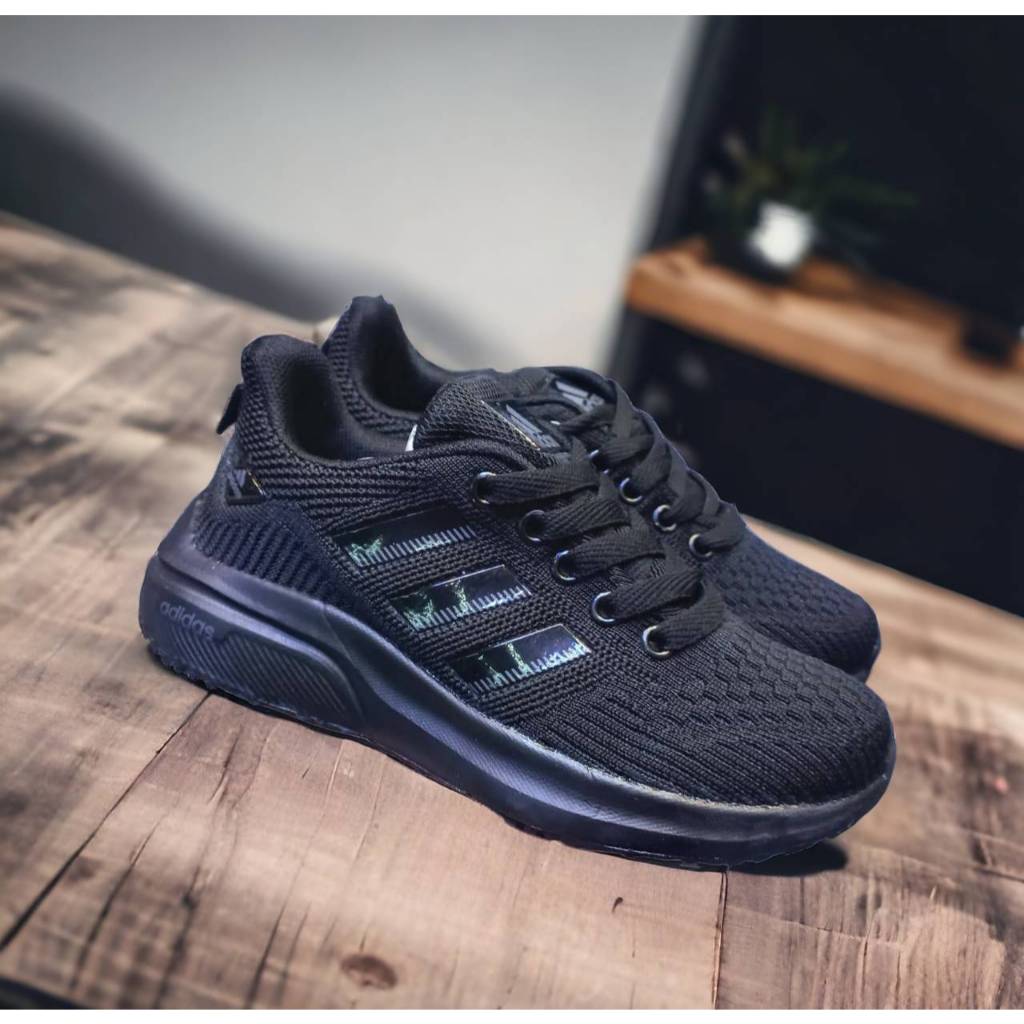 Jual SEPATU ANAK SEKOLAH LAKI-LAKI PEREMPUAN ADIDAS HITAM POLOS TALI ...