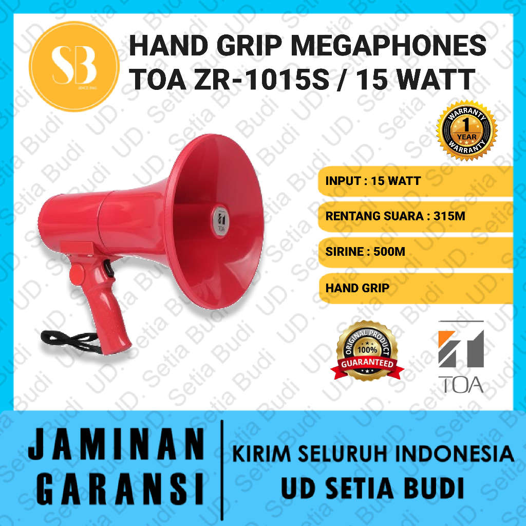 Jual TOA Megaphone Hand Grip ZR-1015S 15 Watt dengan Sirine/Whistle ...