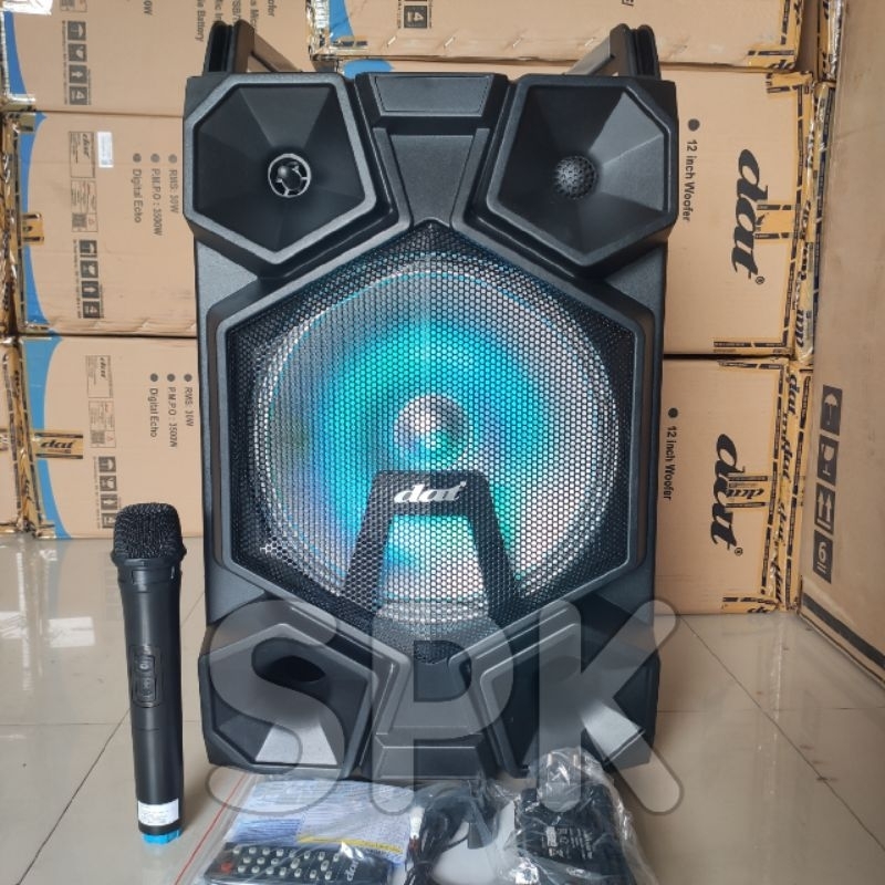 Jual Speaker Portable DAT DT 1220XT 12 inch 1 Mic Wireless | Shopee ...