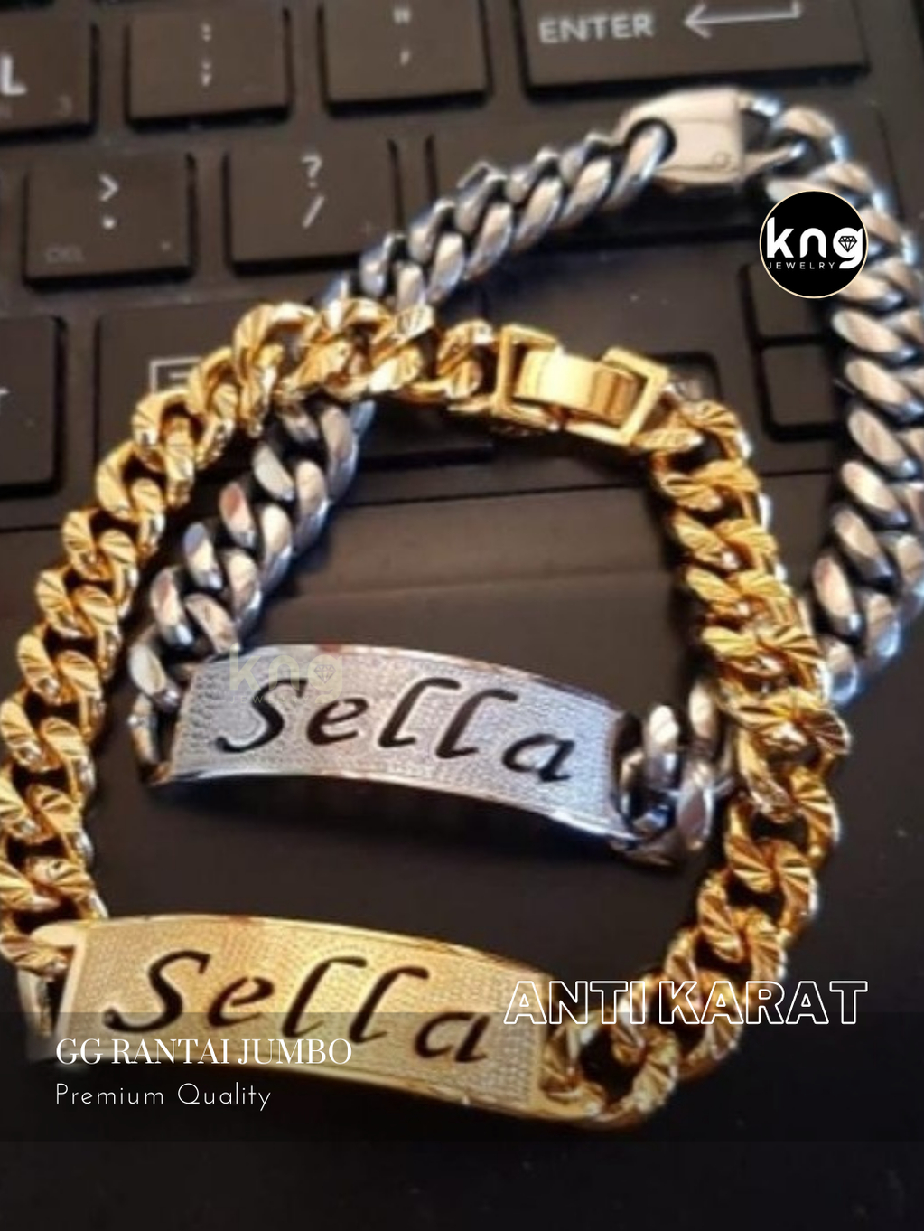 Jual GELANG RANTAI SISIK NAGA CUSTOM NAMA TITANIUM LAPIS EMAS | Shopee ...