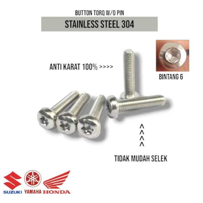 Jual (20pcs) BAUT Button M2 x 16 Baut bintang w/o pin BAUT Payung anti ...