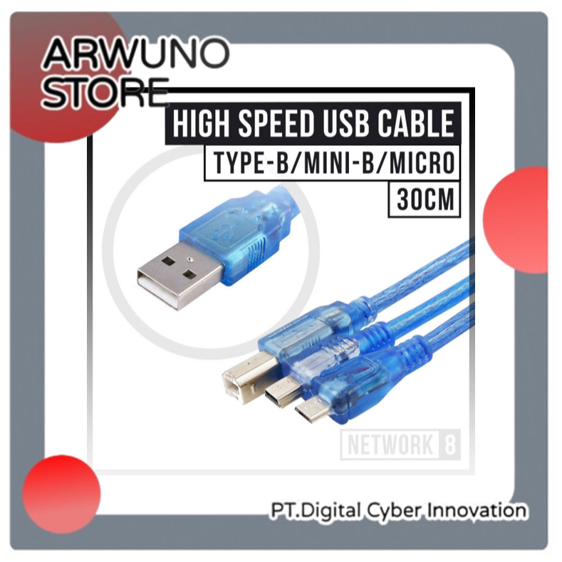 Jual 30 CM USB Cable Micro Mini Type B for Nano Mega Leonardo Uno Pro ...