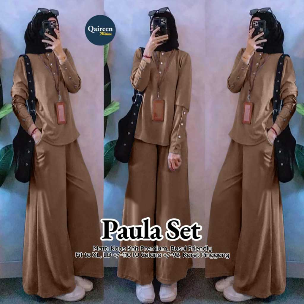 Jual One Set Wanita Kaos Knit Premium Busui Friendly Paula Set | Shopee ...